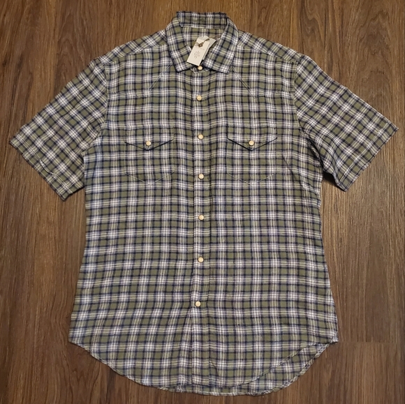 Eleventy | Shirts | Nwt Eleventy Platinum Green Plaid Short Sleeve ...
